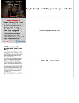 Helping Poor People Essay | PDF