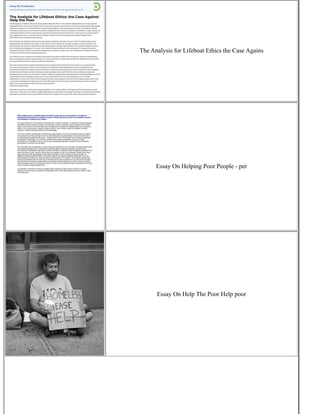 Helping Poor People Essay | PDF