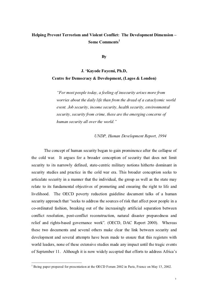 Helping prevent terrorism and violent conflict the development dime…