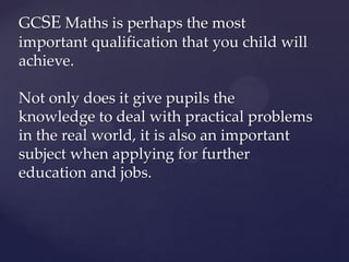 Helping your child with gcse maths | PPTX