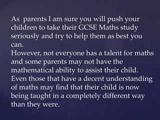 Helping your child with gcse maths | PPTX