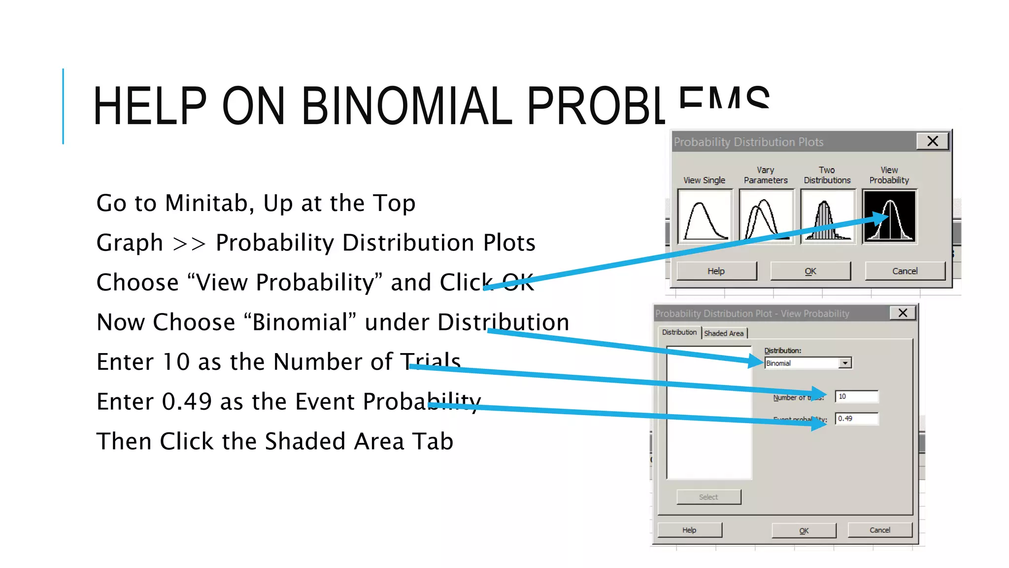 Help on binomial problems using minitab | PPTX