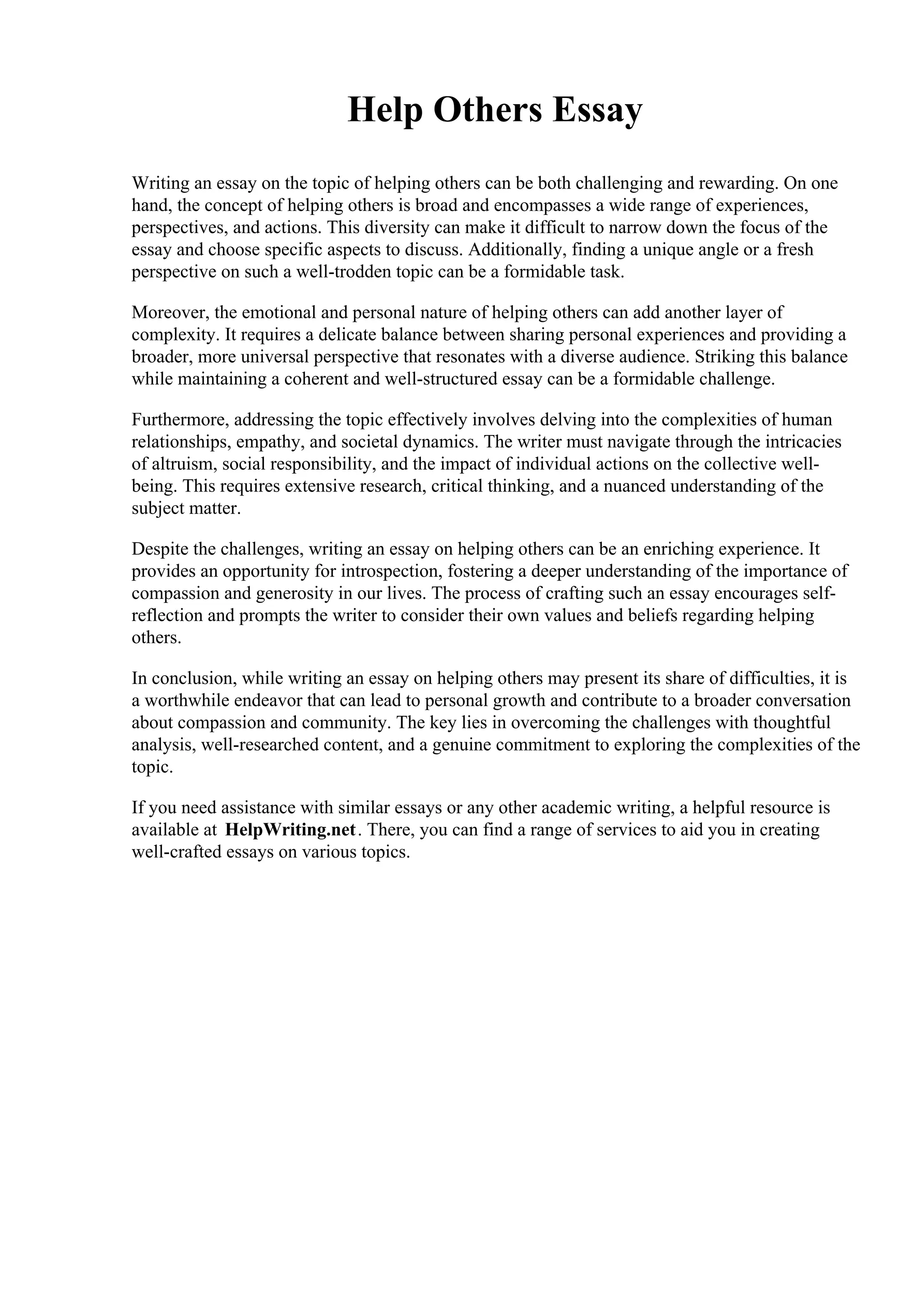 Help Others Essay | PDF | Education