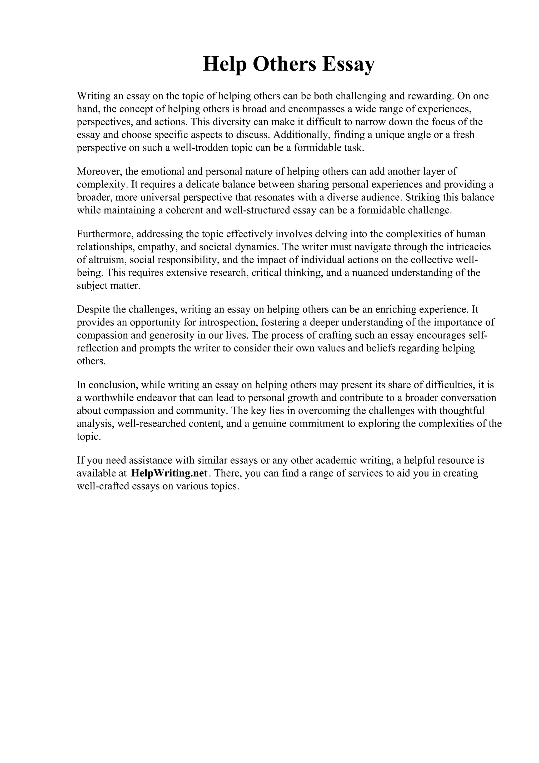 Help Others Essay. 10 lines on Helping others l Essay on helping others ...