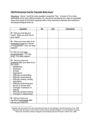 Helps Screening Tool | PDF