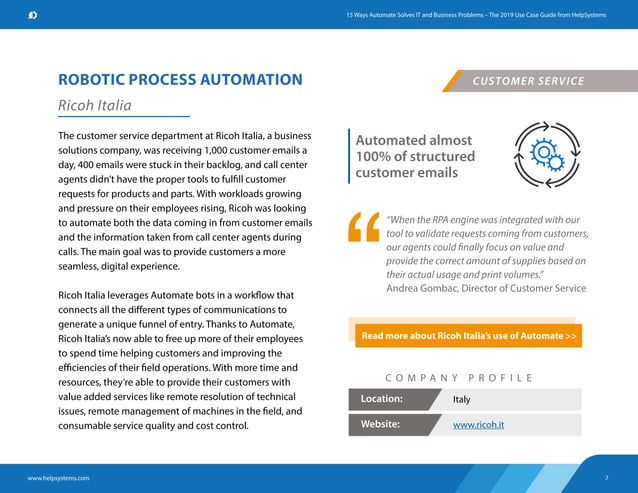 The 2019 AUTOMATE Use Case Guide from HelpSystems | PDF | Business Banking & Finance | Business