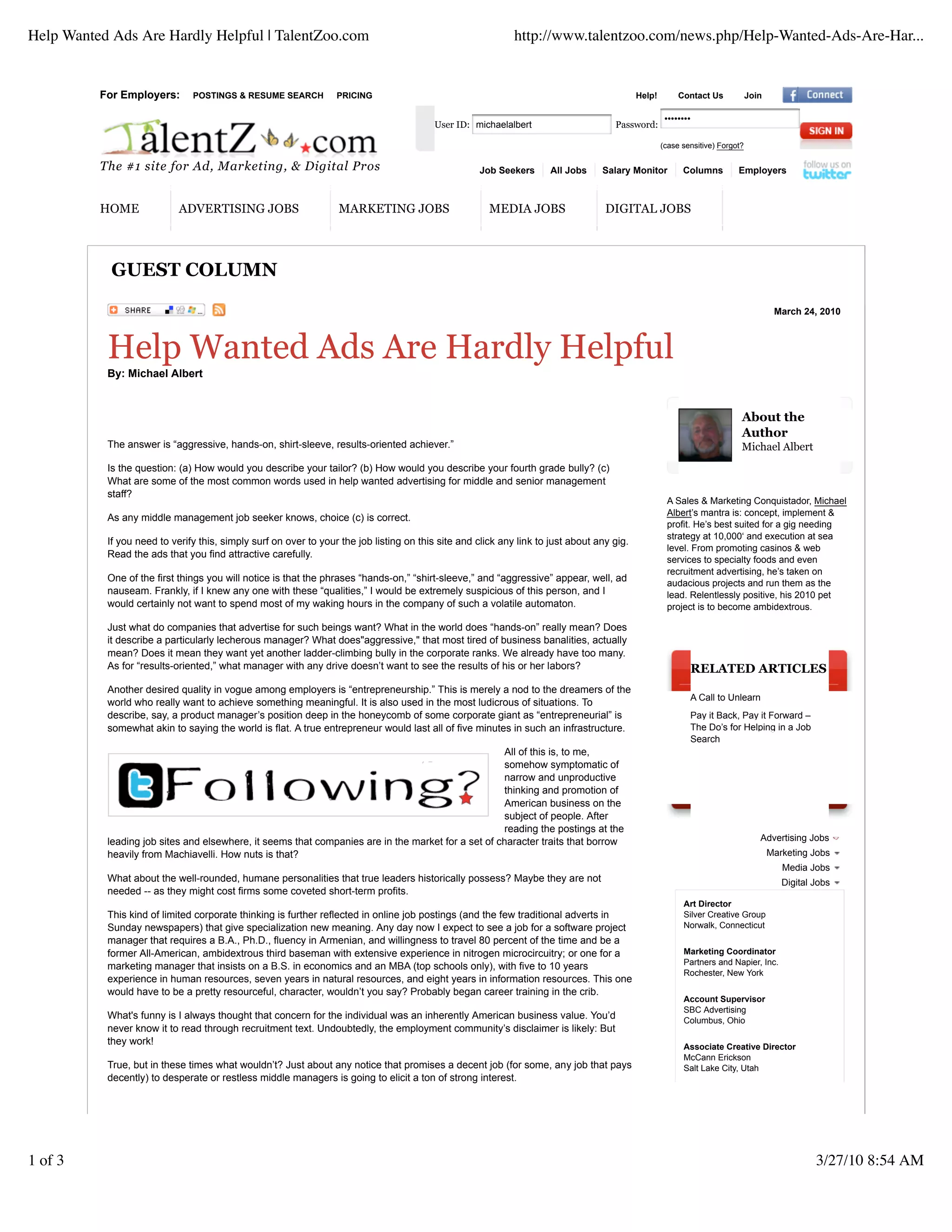 Help wanted ads are hardly helpful | PDF | Resume Writing and Advice ...