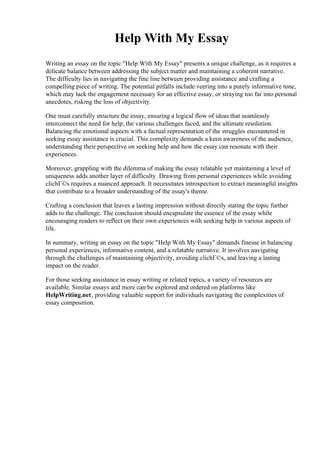 Help With My Essay | PDF