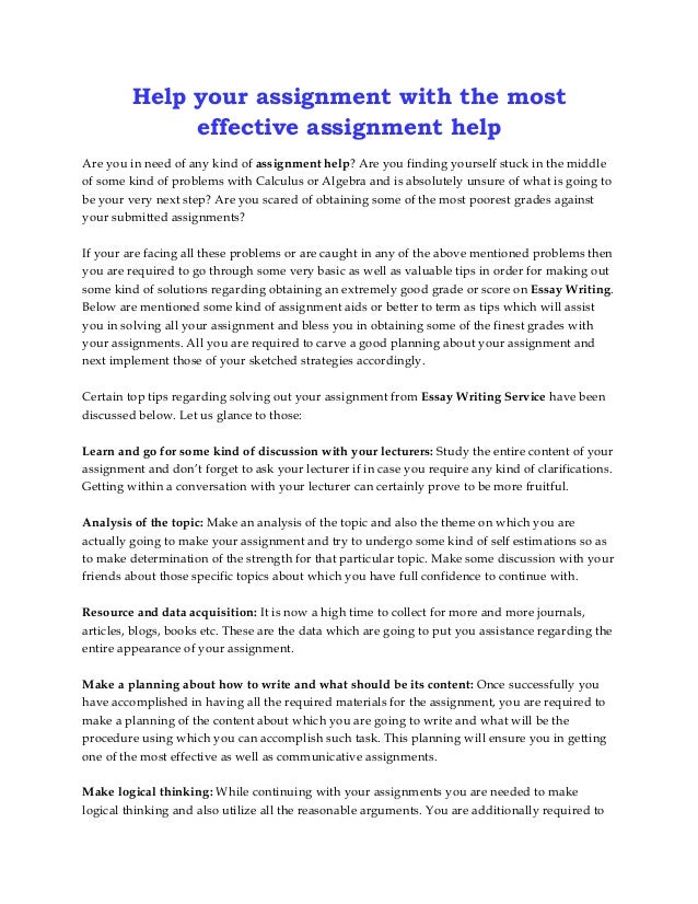 Help Your Assignment With The Most Effective Assignment Help