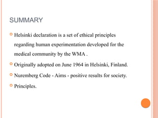 Helsinki decleration | PDF