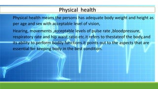 Dimension of health | PDF | Medical Health
