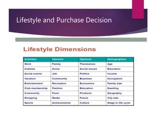 Life style and consumer behaviour | PPTX | Lifestyle | Genres