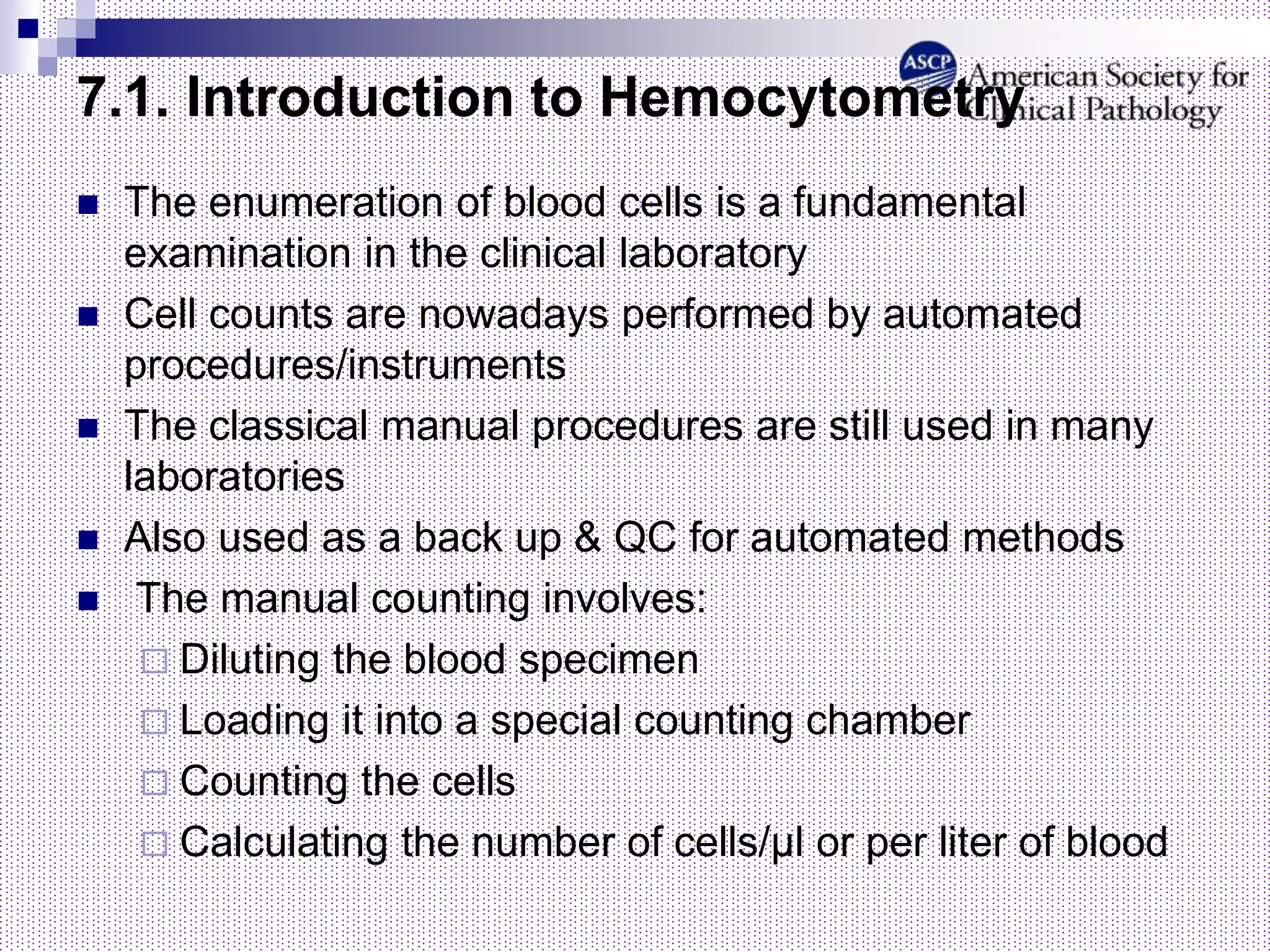 Hema I Chapter 7_hemocytometry.ppt