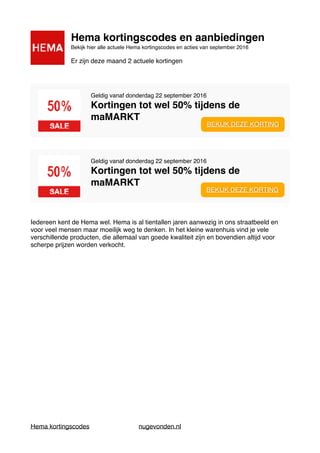 Hema kortingscode september2016 | PDF