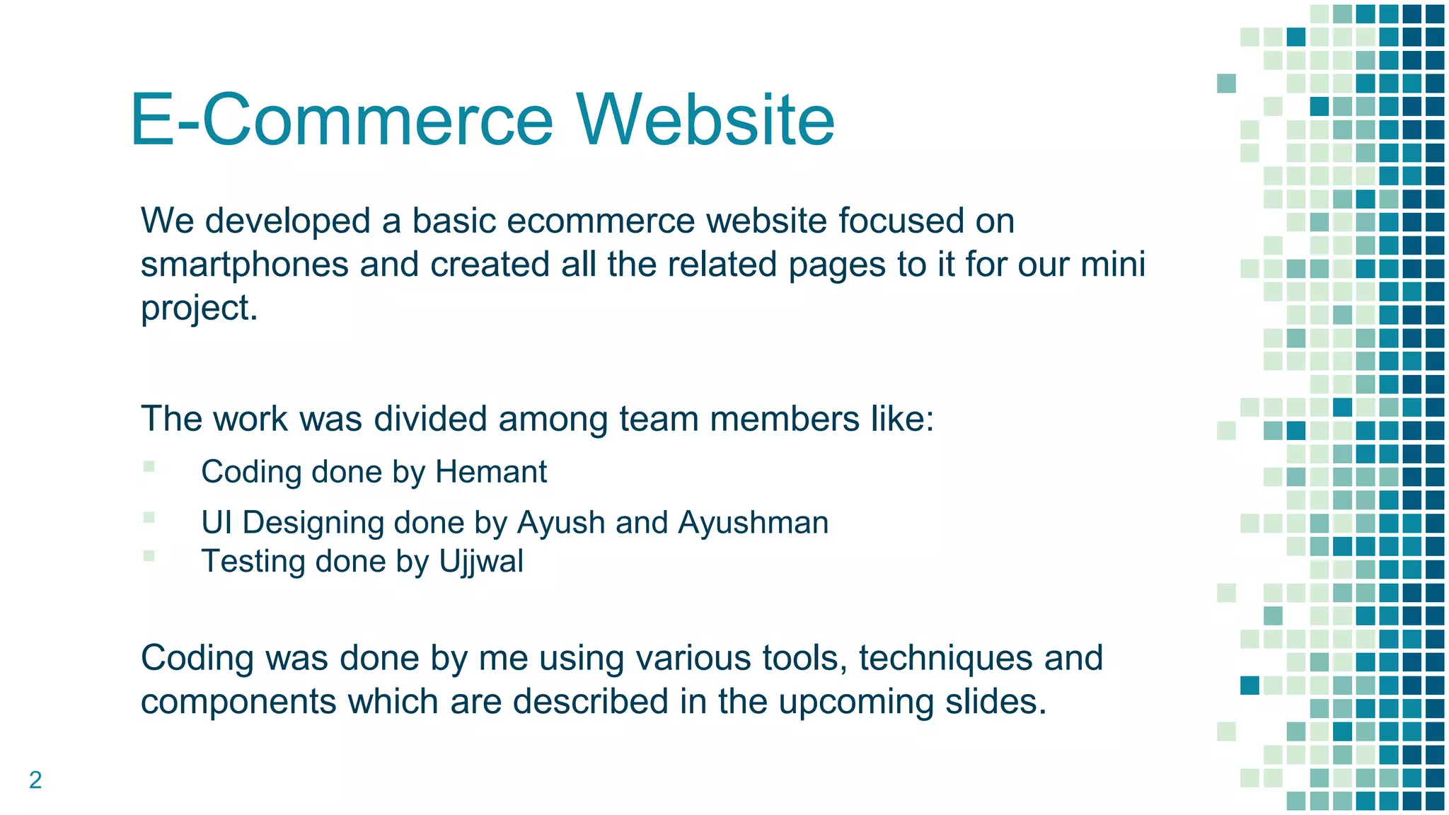 Ecommerce Mini Project Group Project Coding Pptx Web Development 3040