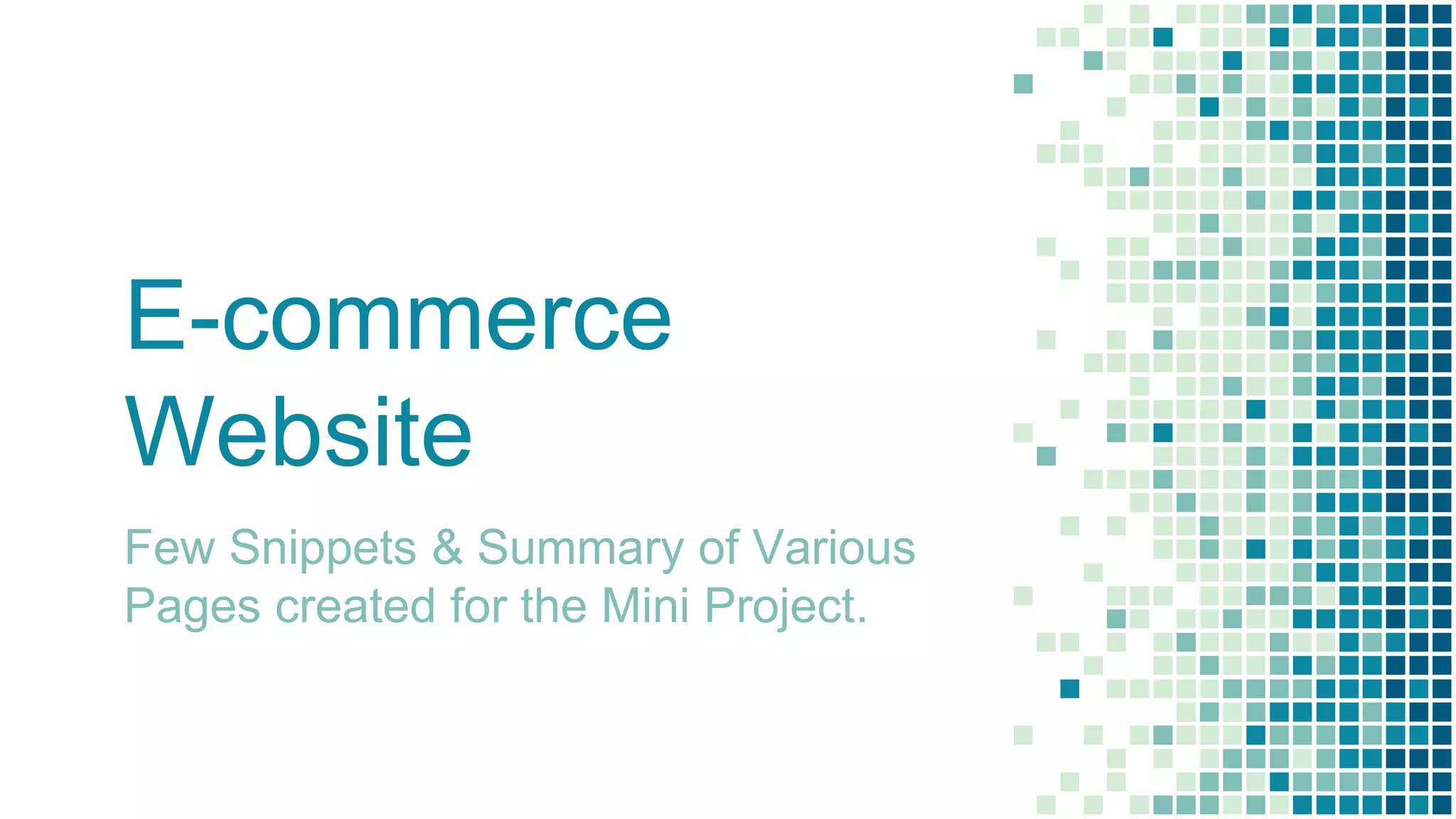Ecommerce Mini Project Group Project Coding Pptx Web Development 5813