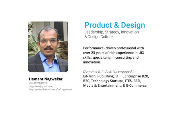 Product And Design Portfolio - Hemant Nagwekar 2024 | PPT
