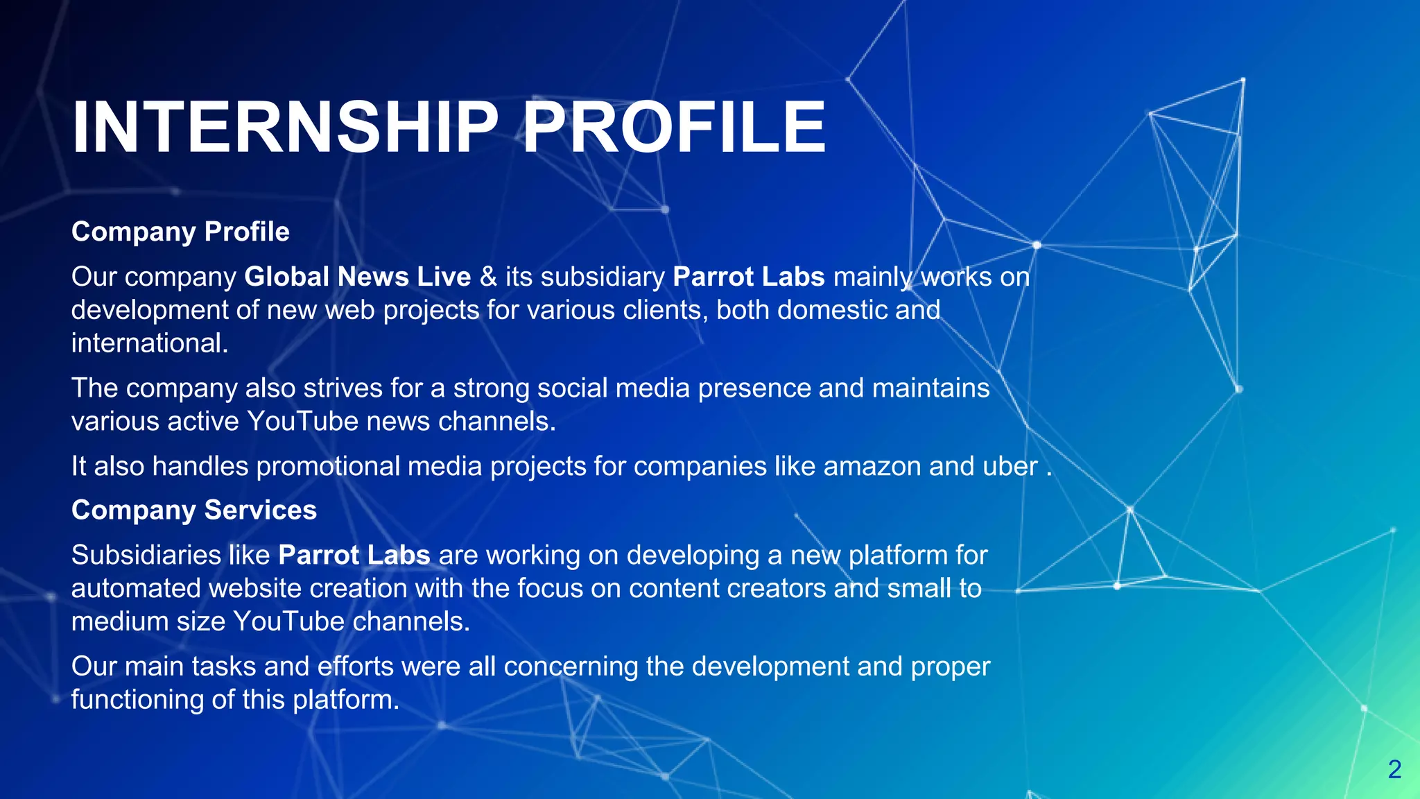 Internship Presentation 1 Web Developer | PPTX