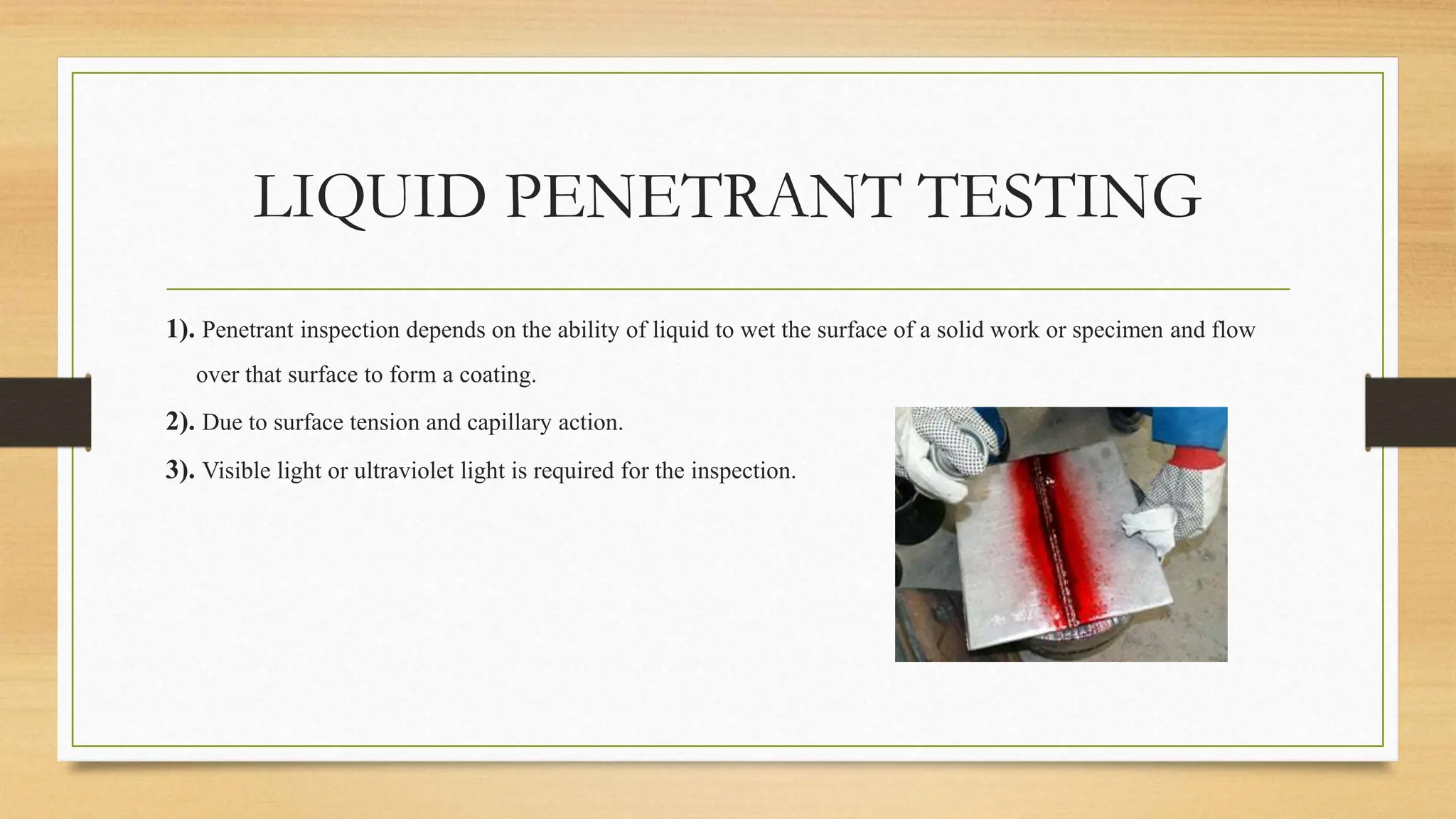 liquid penetration test - non destructive testing | PPTX