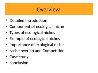 Ecological niches , a topic of ecology , studies in master degree of ...