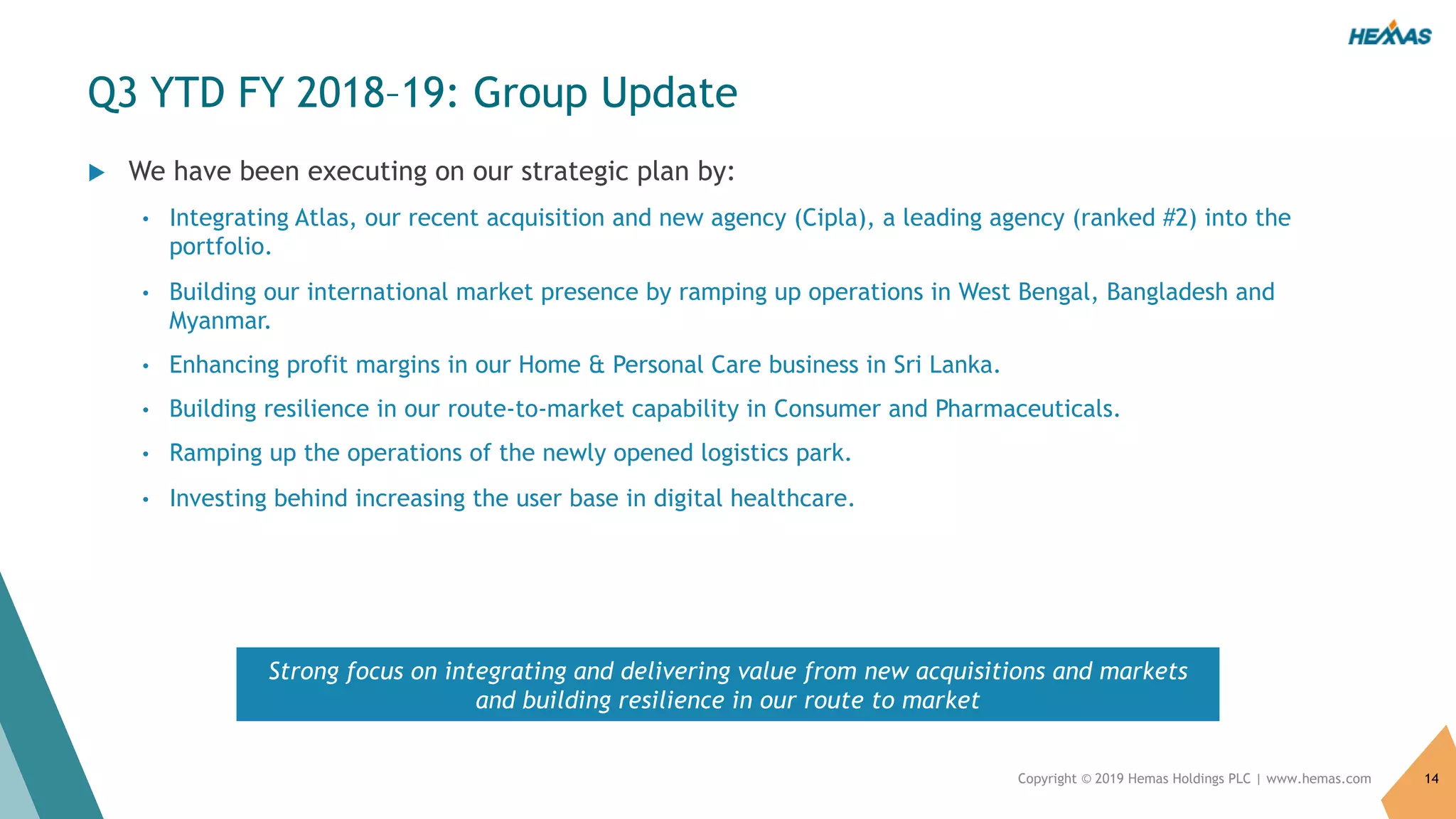 Hemas Holdings PLC Investor Presentation Q3 2018/19 | PDF