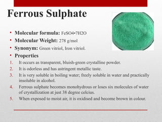 Hematinics Pharmaceutical Inorganic Chemistry | PPTX