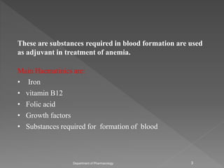 Hematinics seminar by Gyanendra kp | PPTX | Blood Disorders | Diseases and Conditions