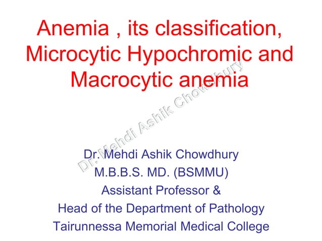 Anemia, Microcytic Hypochromic and Macrocytic anemia | PPT | Blood ...