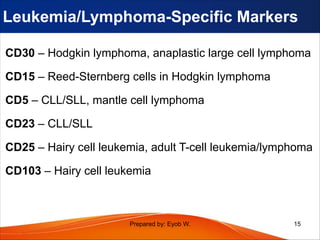 Lab. Hematological cell markers Lecture. | PDF