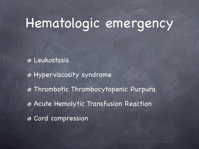 Hematologic emergency | KEY | Blood Disorders | Diseases and Conditions