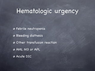 Hematologic emergency | KEY