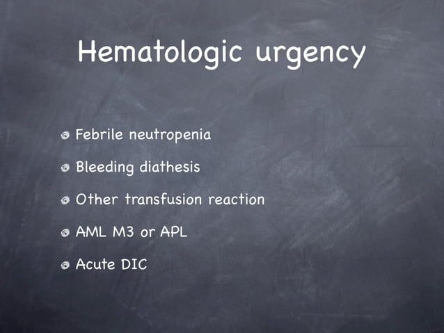 Hematologic emergency | KEY | Blood Disorders | Diseases and Conditions