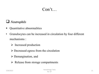HematologicTests.pptx | Blood Disorders | Diseases and Conditions