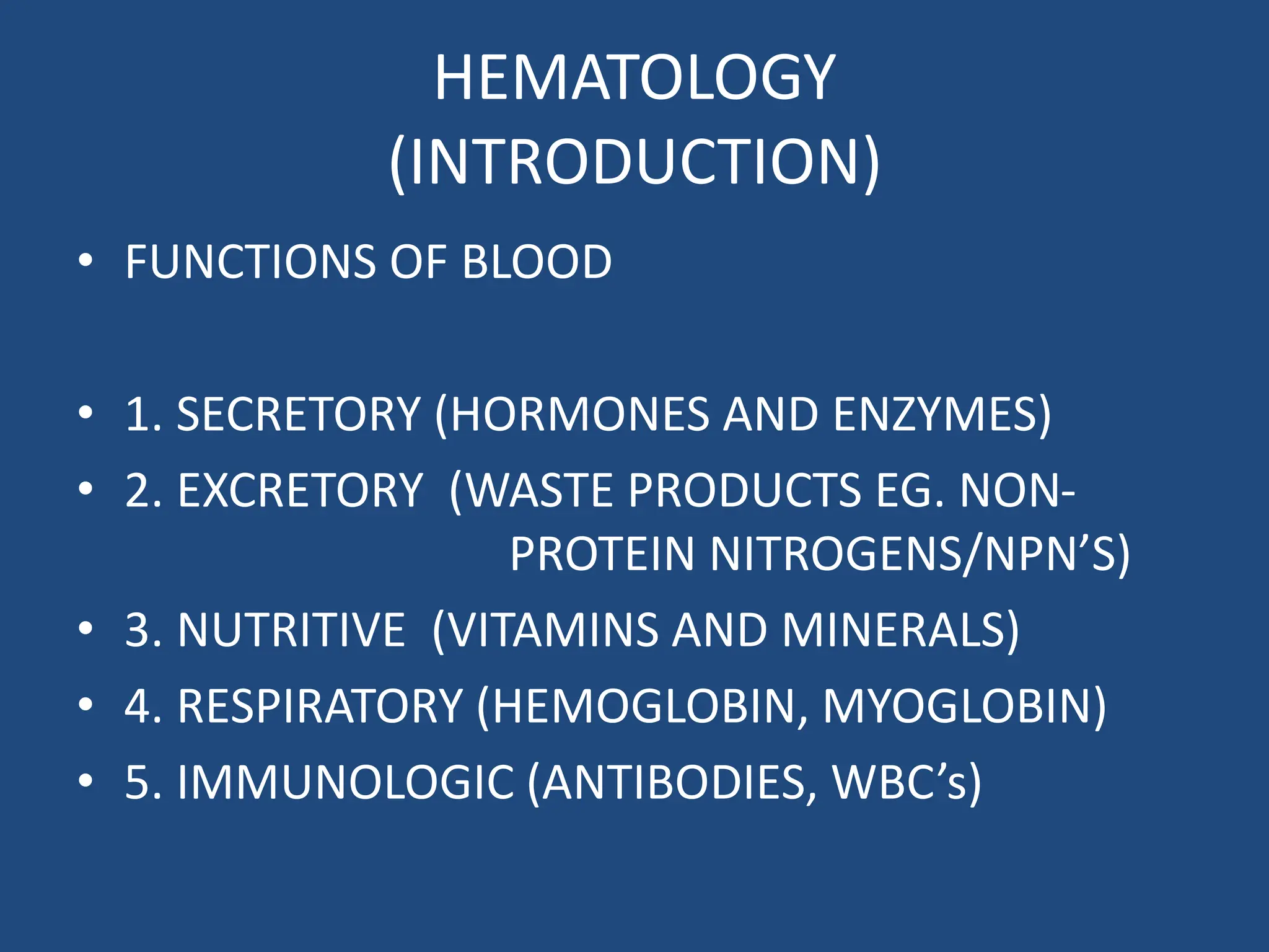 INTRODUCTION TO CLINICAL HEMATOLOGY powerpoint | PPTX