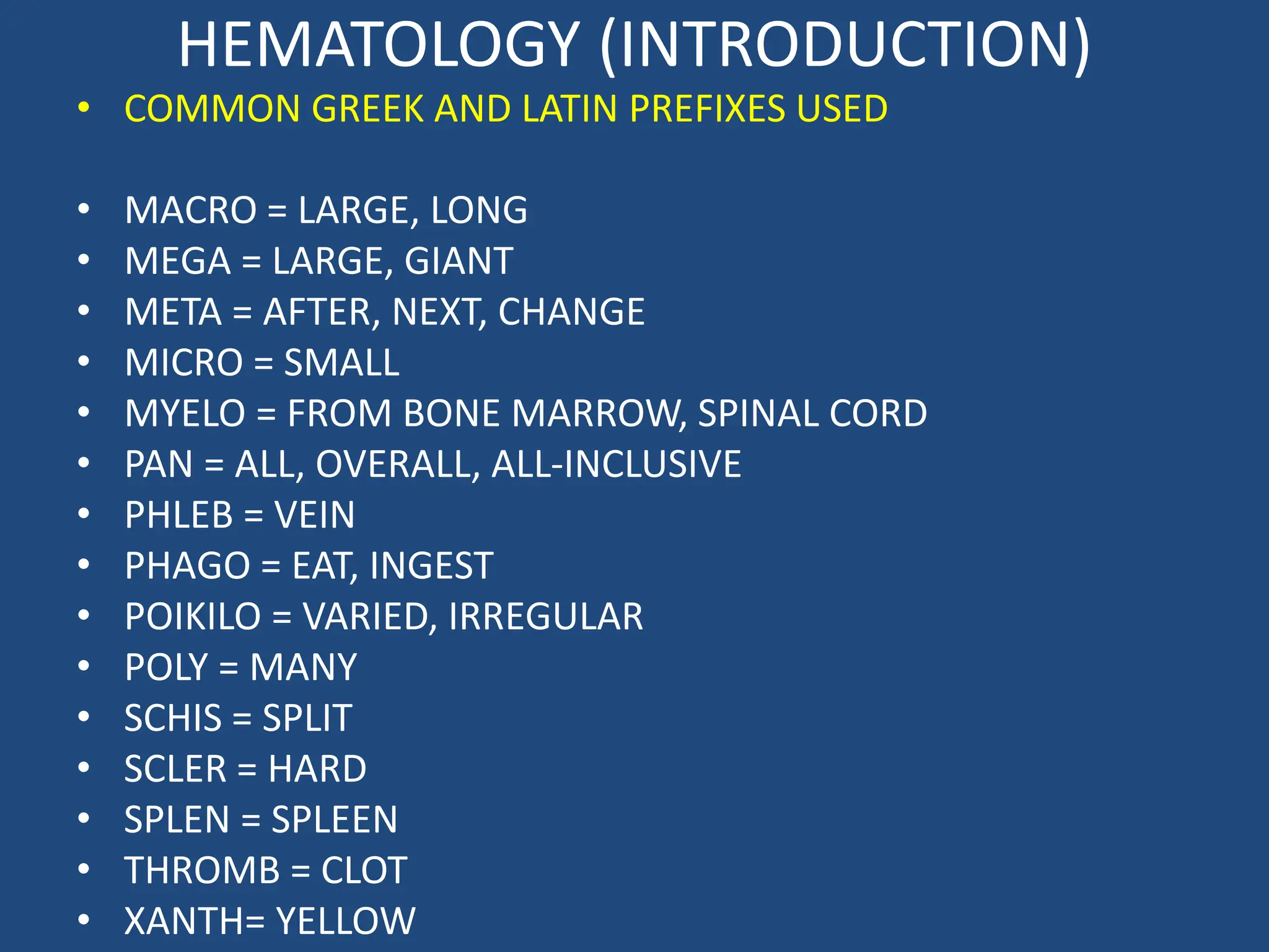 INTRODUCTION TO CLINICAL HEMATOLOGY powerpoint | PPTX