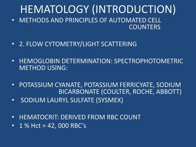 INTRODUCTION TO CLINICAL HEMATOLOGY powerpoint | PPTX
