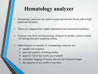 Hematology auto analyzer | PPTX