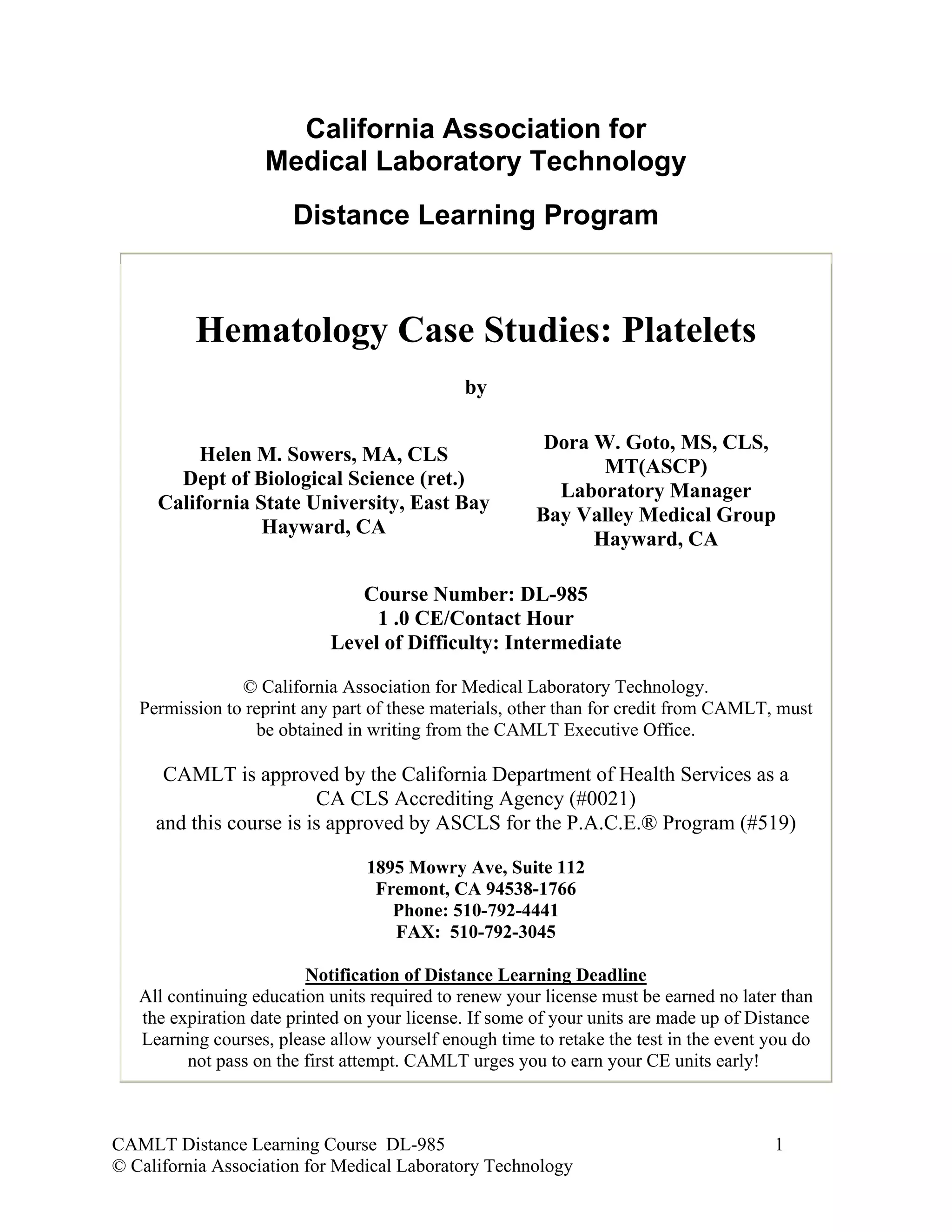 Hematology case studies: Platelets | PDF