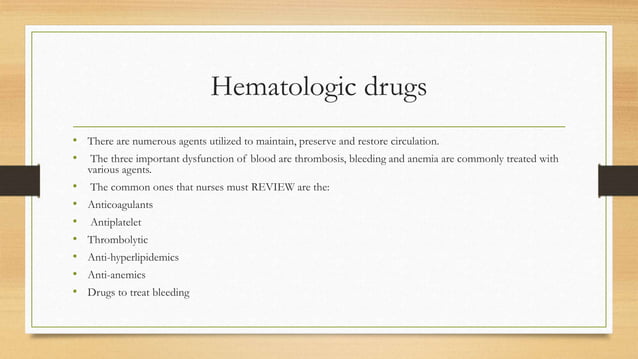 hematology drugs.pptxiioooooooooollloooo | PPTX | Illegal Drugs ...