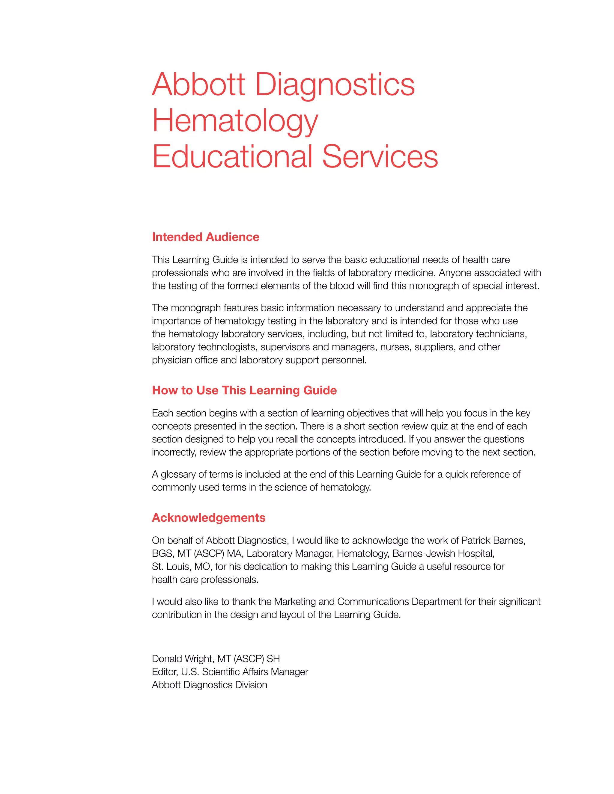 Hematology learning guide 1 | PDF