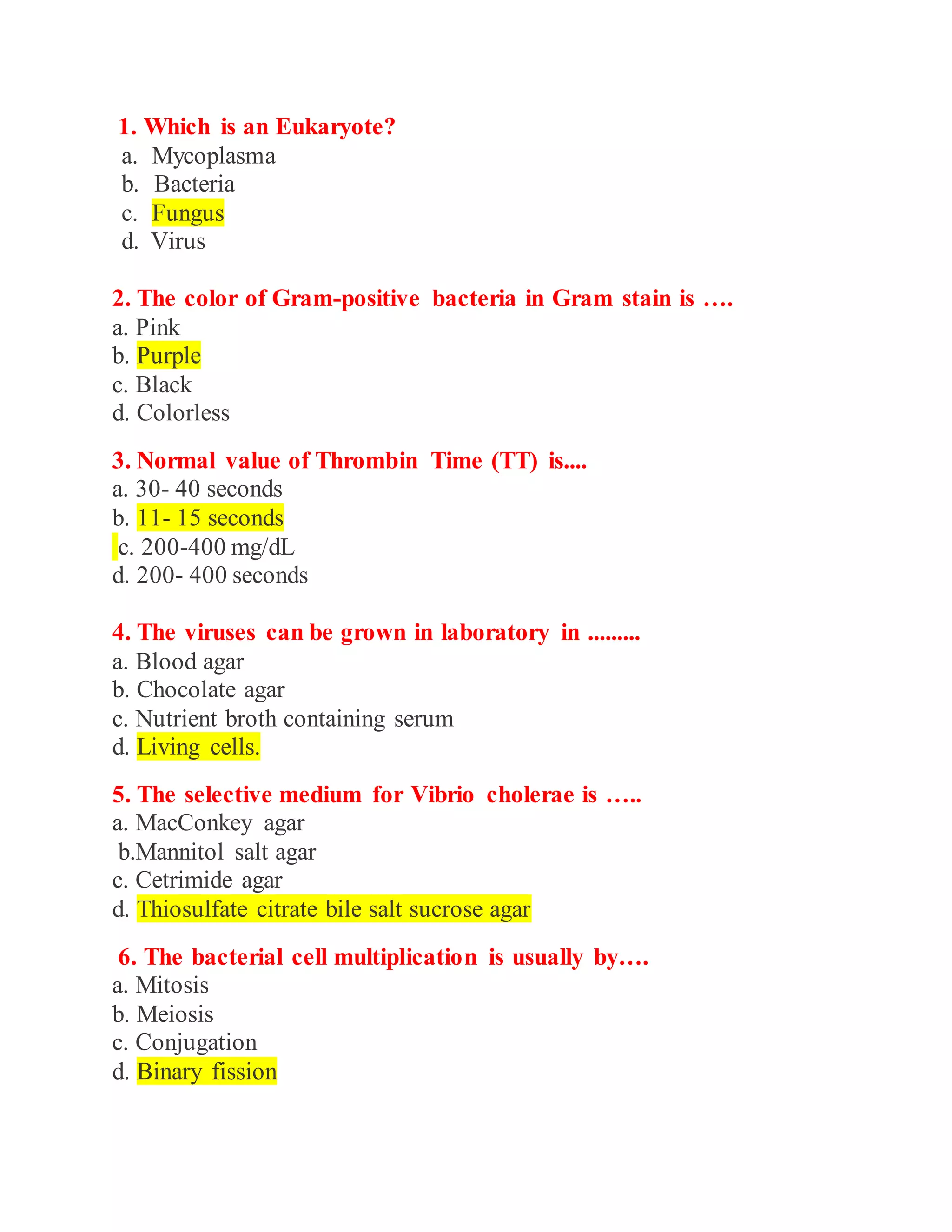 Medical lab. MCQs | DOCX