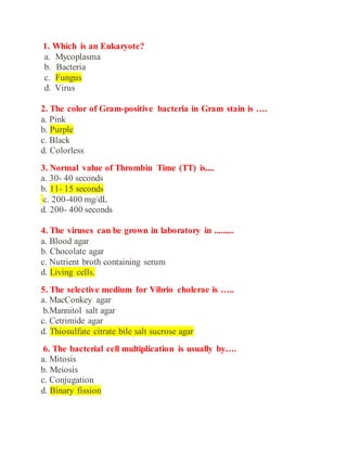 Medical lab. MCQs | DOCX