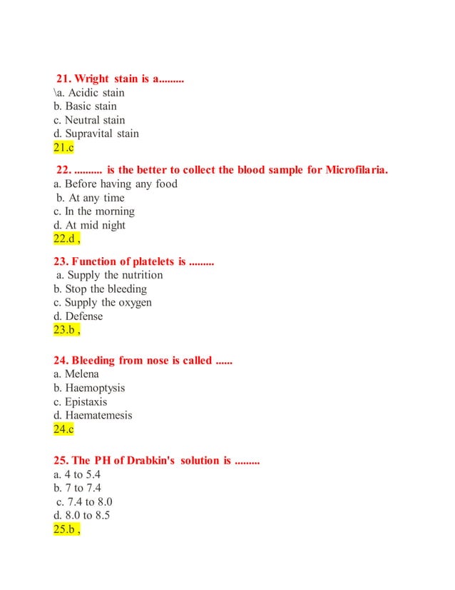 Medical lab. MCQs | DOCX