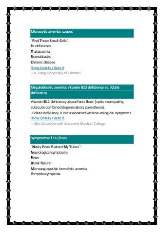 Hematology mnemonics | PDF