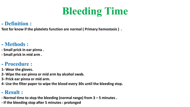 Hematology (bleeding and coagulation times) | PPT