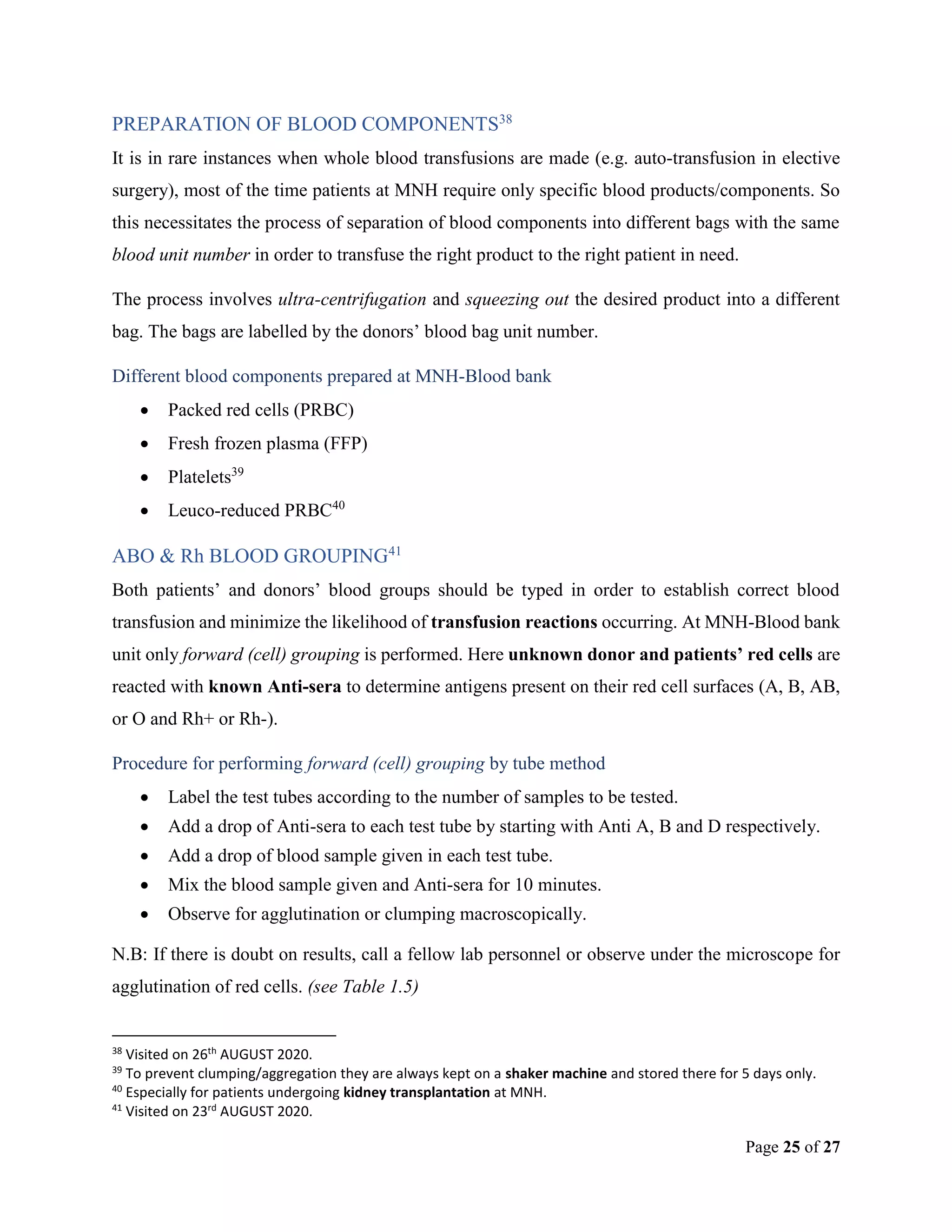 Hematology & Blood Transfusion lab. rotation report summary | PDF