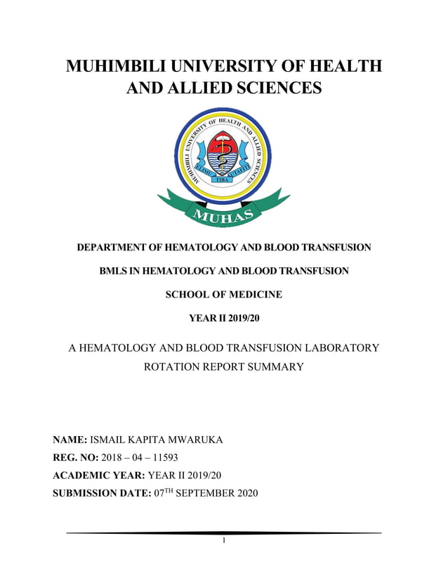 Hematology & Blood Transfusion lab. rotation report summary | PDF ...
