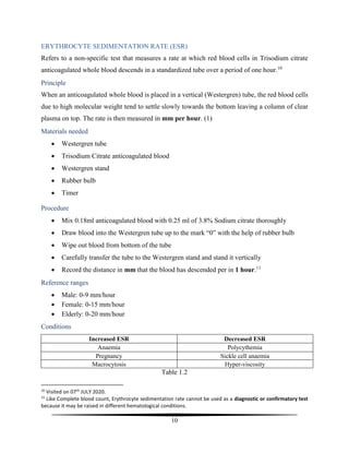 Hematology & Blood Transfusion lab. rotation report summary | PDF