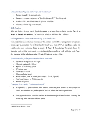 Hematology & Blood Transfusion lab. rotation report summary | PDF