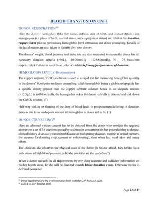 Hematology & Blood Transfusion lab. rotation report summary | PDF
